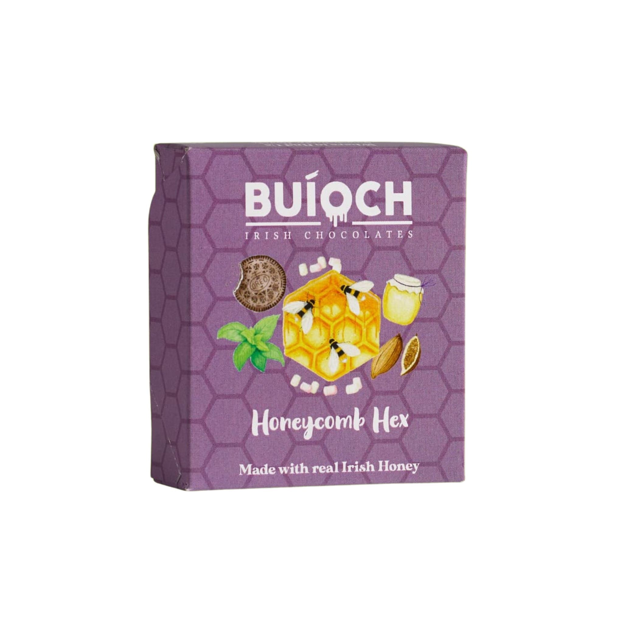 BUIOCH Honeycomb Hex Milk Chocolate 70g – Grape & Bean