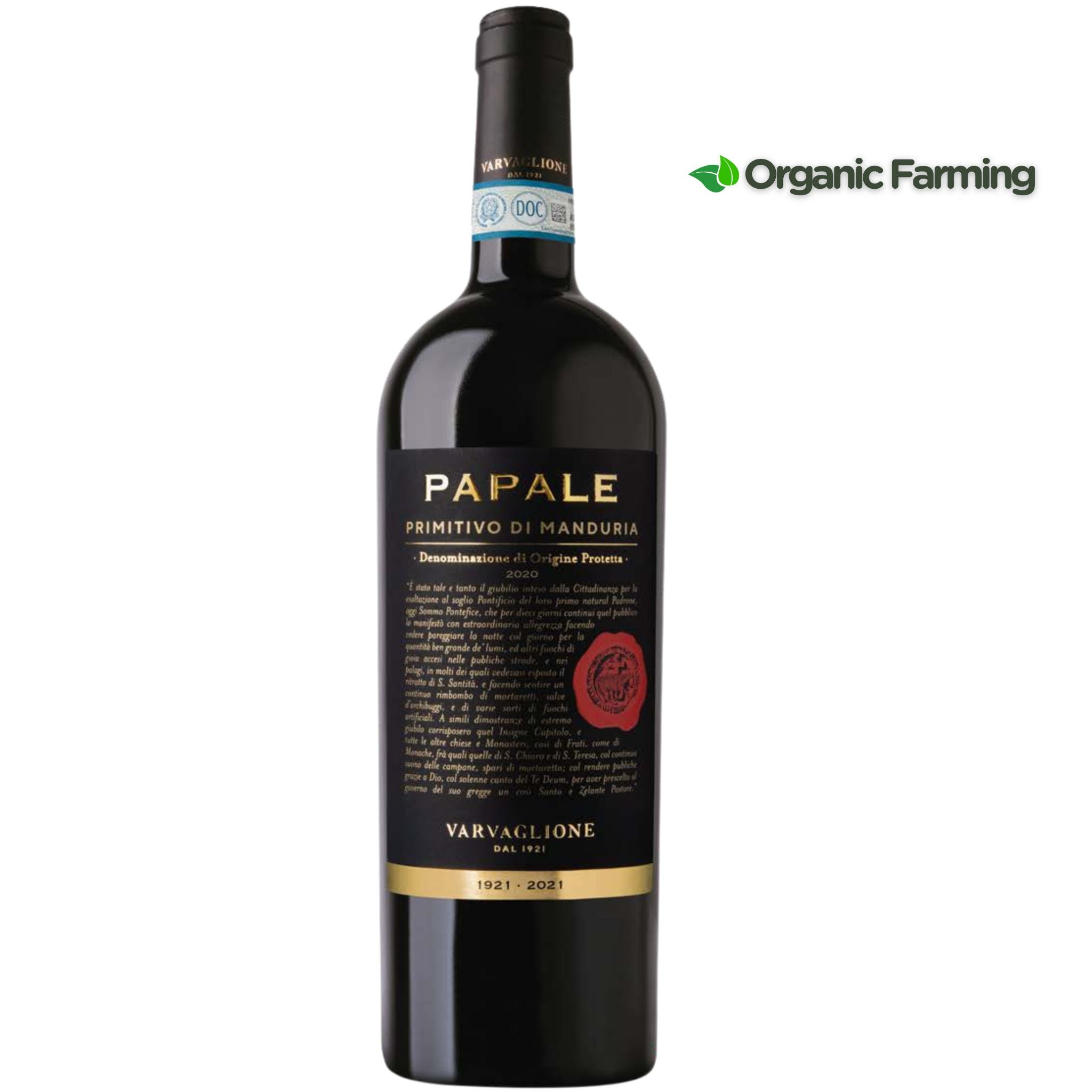 Varvaglione PAPALE Oro Primitivo di Manduria Puglia Italy – Grape & Bean